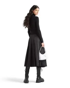 Prada Superfine Wool Ribbed Knit Turtleneck Sweater With Raglan Shoulders - Black