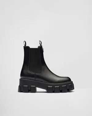 Prada Monolith Leather Chelsea Booties