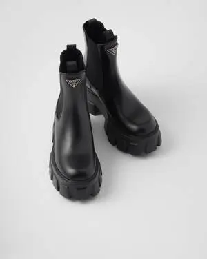 Prada Monolith Leather Chelsea Booties