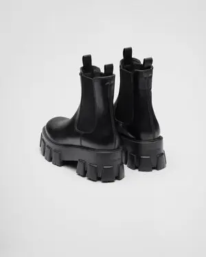 Prada Monolith Leather Chelsea Booties