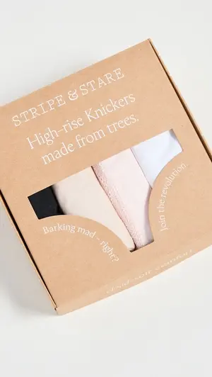 STRIPE & STARE High Rise Knicker Four Pack - Sand Essentials