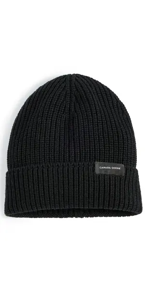 Canada Goose Ribbed Wordmark Beanie - Black - Noir