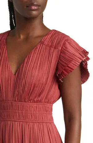 Moon River Plissé Midi Dress