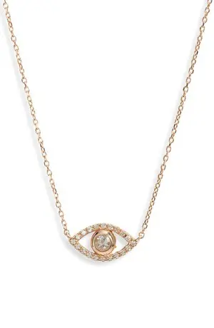 Anzie Evil Eye White Topaz & Diamond Pendant Necklace - Clear