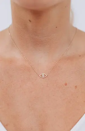 Anzie Evil Eye White Topaz & Diamond Pendant Necklace - Clear