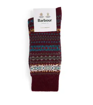 Barbour Wool-blend Fair Isle Socks - Burgundy