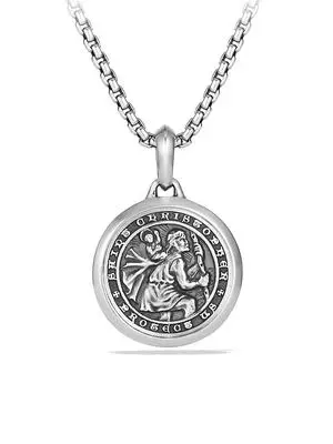 David Yurman St. Christopher Amulet In Sterling 34.5mm - Silver