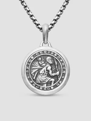 David Yurman St. Christopher Amulet In Sterling 34.5mm - Silver