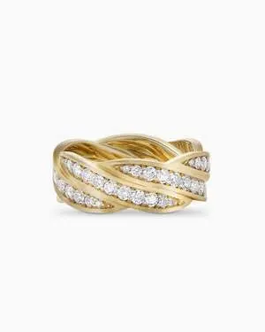 David Yurman DY Helios Band Ring In 18K Yellow Gold Diamond