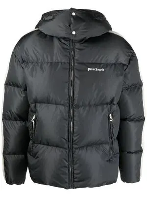 Palm Angels Logo-print Padded Jacket - Dark Grey White