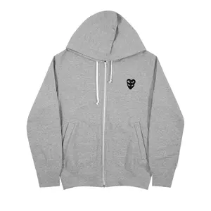 Play Comme Des Garcon Heart Logo Zip Up Hoodie - Grey