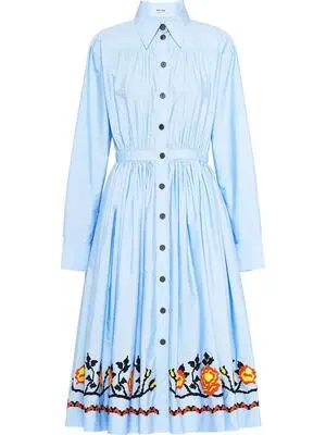 Miu Miu Floral Embroidered Flared Dress