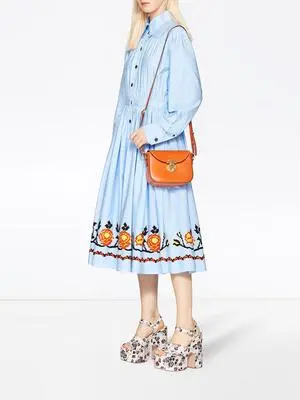 Miu Miu Floral Embroidered Flared Dress