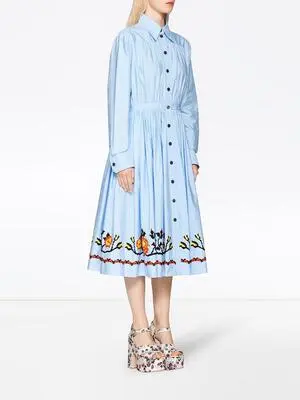 Miu Miu Floral Embroidered Flared Dress