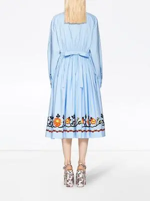 Miu Miu Floral Embroidered Flared Dress