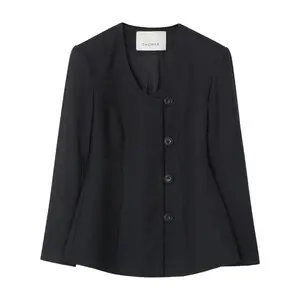 HOUSE OF DAGMAR Collarless Blazer - Black