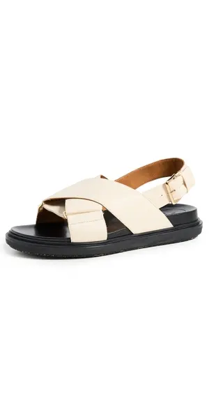 Marni Fussbett Crisscross Sandals - Silk White