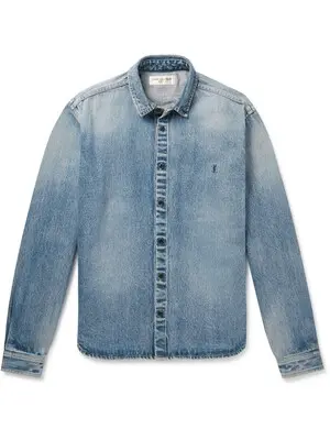 Saint Laurent - SAINT LAURENT - Logo-Embroidered Denim Shirt - Men - Blue - XS