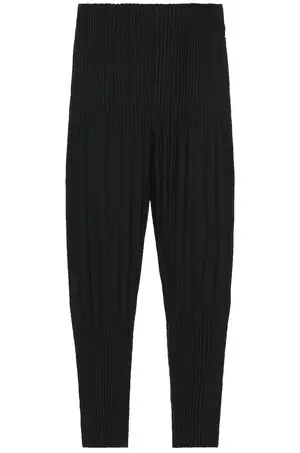 Issey Miyake Ribbed Plisse Trousers - Black