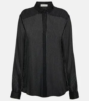 Saint Laurent Saint Laurent Pinstripe Silk-blend Shirt Black
