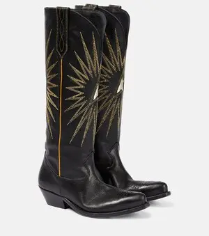 GOLDEN GOOSE Embroidered Leather Cowboy Boots
