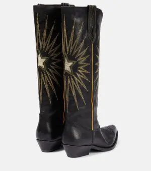 GOLDEN GOOSE Embroidered Leather Cowboy Boots
