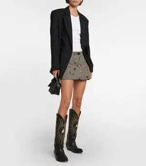 GOLDEN GOOSE Embroidered Leather Cowboy Boots