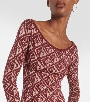 MARINE SERRE Moon Diamant Jacquard Wool-blend Minidress - Burgundy