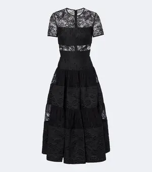Elie Saab Lace Midi Dress - Black