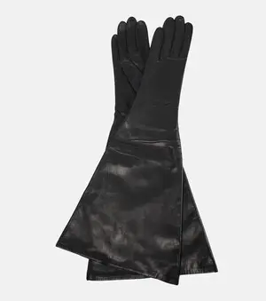 Alaïa Flared Leather Gloves - Black