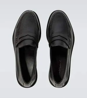 Manolo Blahnik Perry Leather Loafers - Black