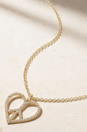 SYDNEY EVAN Peace Heart Xl Diamond Necklace - Gold