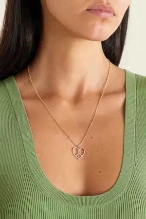 SYDNEY EVAN Peace Heart Xl Diamond Necklace
