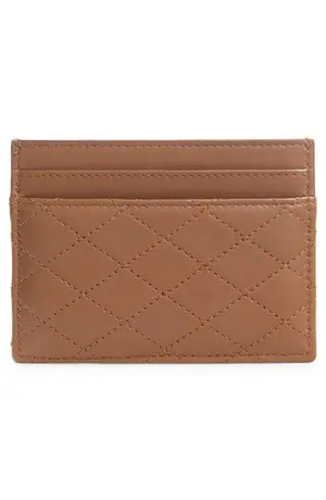 Saint Laurent Quilted Leather Card Case - Ginger Brown