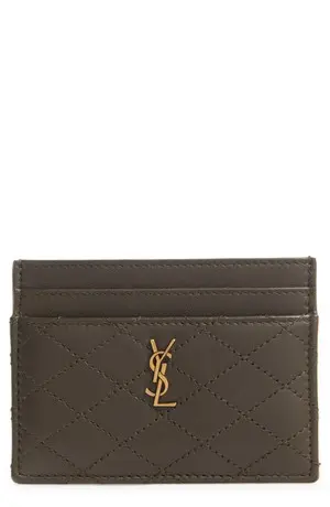 Saint Laurent Quilted Leather Card Case - Light Musk