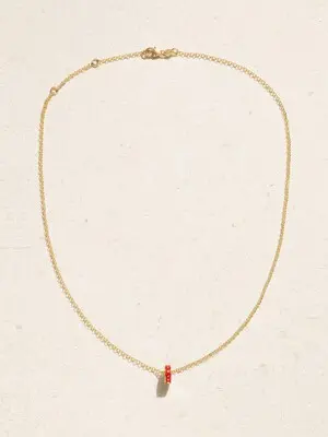 FOUNDRAE Strength Heart Beat 18-karat Enamel Necklace - Gold