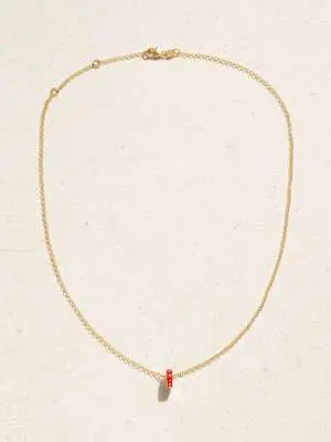 FOUNDRAE Strength Heart Beat 18-karat Enamel Necklace
