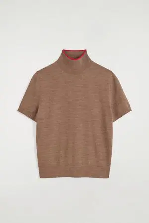 Cos Merino Wool Turtleneck Top - Beige