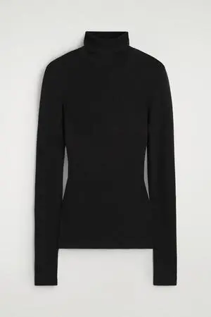 Cos Merino Wool Turtleneck Top - Black