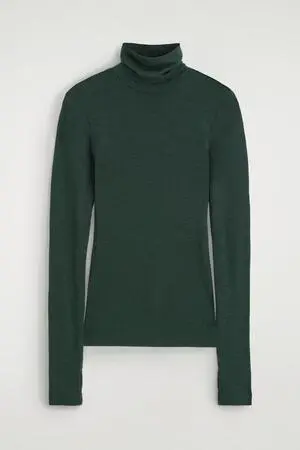 Cos Merino Wool Turtleneck Top - Green