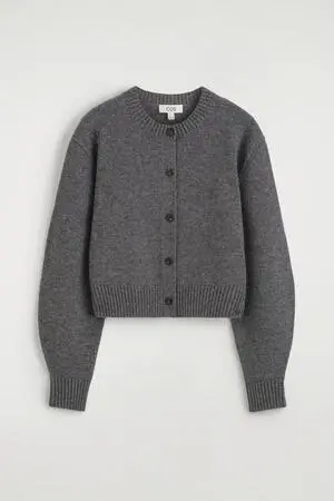 Cos Merino Wool Jumper With Ribbed Trims - Gray