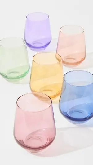 ESTELLE COLORED GLASS Stemless Glassware Set Of 6 - Pastel Mix