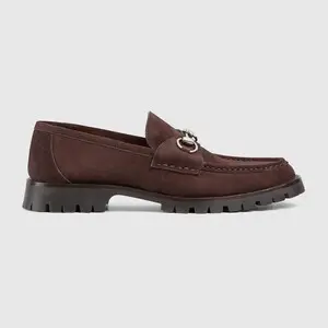Gucci Suede Loafer With Horsebit And Lug Sole - Brown