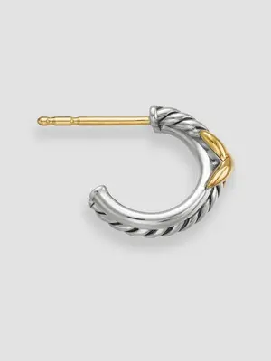 David Yurman Petite X Hoop Earrings In Sterling Silver With 18k 12.6mm