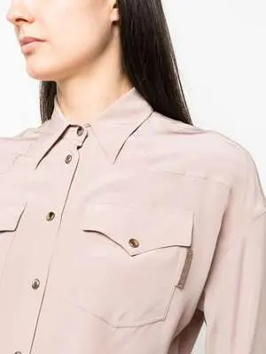 Brunello Cucinelli Pointed-collar Silk Shirt