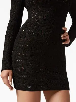 Philipp Plein Monogram Pointelle Knit Minidress