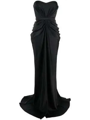 ANA RADU Ruched Strapless Gown - Black