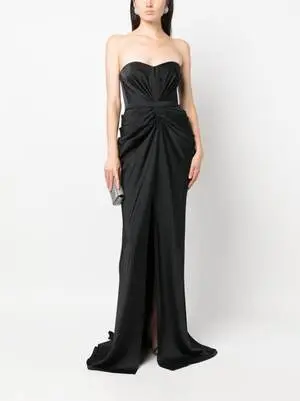 ANA RADU Ruched Strapless Gown - Black