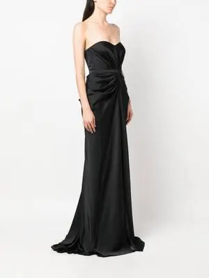 ANA RADU Ruched Strapless Gown - Black