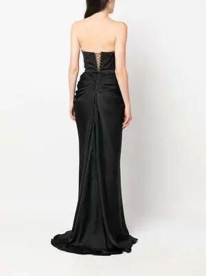ANA RADU Ruched Strapless Gown - Black